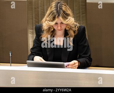 Mercina Claesen Vlaams Belang at the Flemish parliament plenary meeting ...