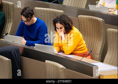 Nadia Naji Groen at the Flemish parliament plenary meeting in Brussels ...