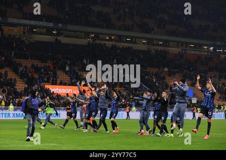 Udinese Calcio players applaud the fans during the Italian Serie A soccer match between AS Roma ...