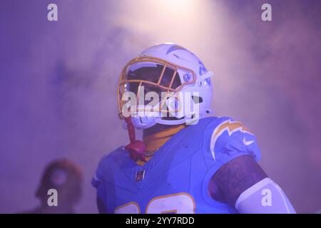 Los Angeles Chargers linebacker Junior Colson (25) runs on the field ...