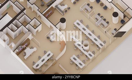 Commercial office space Isometric interior design 3d render Stock Photo ...