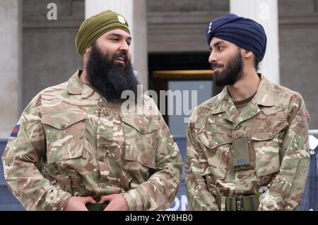 Sikh soldiers of the British Army and members of Bhudda Dal UK take ...