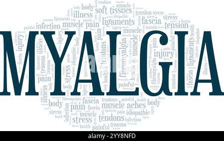 Myalgia word cloud conceptual design isolated on white background Stock ...