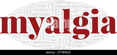 Myalgia word cloud conceptual design isolated on white background Stock ...