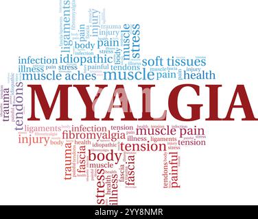 Myalgia word cloud conceptual design isolated on white background Stock ...