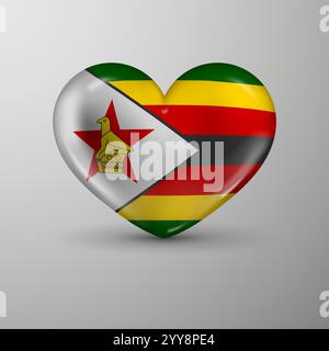 Zimbabwe heart flag badge. Made with Love from Zimbabwe logo. Flag of ...
