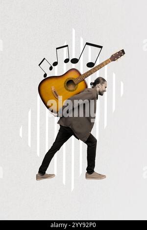 Photo poster 3d image collage banner of scared man bite fingers people ...