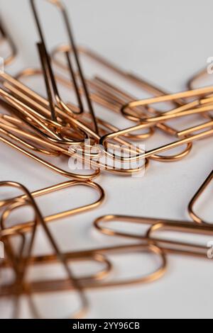 copper paper clips made of metal for the systematization of documents ...