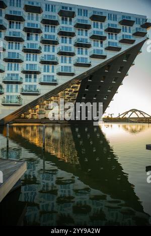 tiled waterfront building, modern residence building design ...