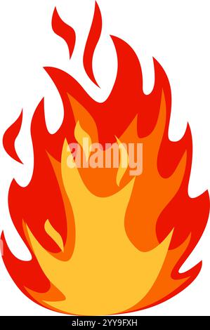 Red flame icon symbolizing heat and energy on a simple background ...