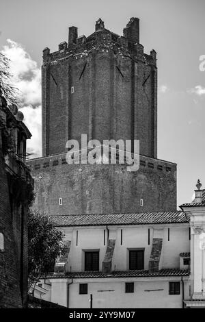 La Torre delle Milizie, an ancient leaning tower next to the Trajan ...