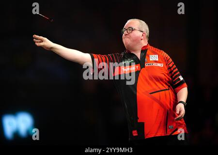 Stephen Bunting in action during his match against Rob Cross on night ...