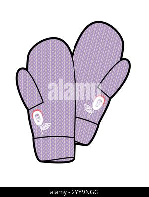 Knit mittens technical line drawing vector mockup template Stock Vector ...