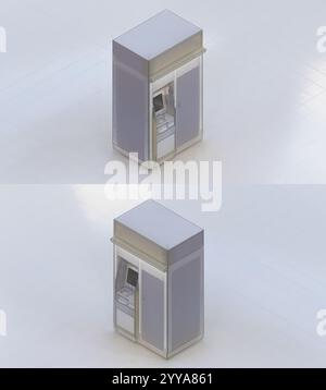 ATM Booth with Space for Ad and Profile Lighting Stock Photo - Alamy