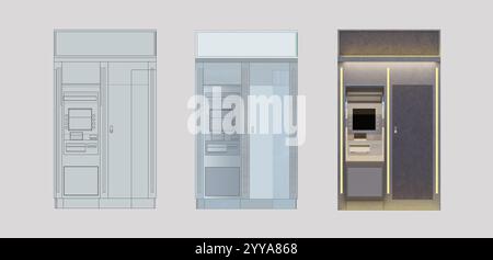 ATM Booth with Space for Ad and Profile Lighting Stock Photo - Alamy