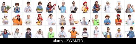 Future profession. Cute children copying people from different ...