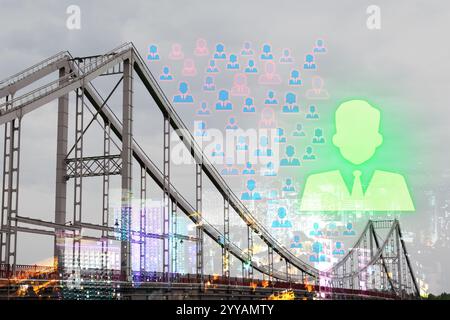 Human resource. One virtual figure standing out among others against ...