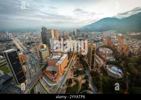 A view of the beautiful cityscape with the skyscrapers of Bogota with ...