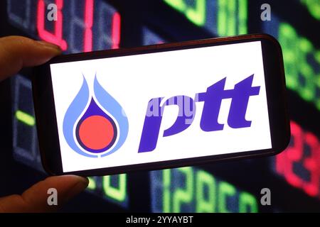 In this photo illustration, the PTT Public Company Limited logo is seen ...