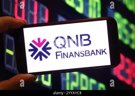 In this photo illustration, the QNB Finansbank company logo is seen ...