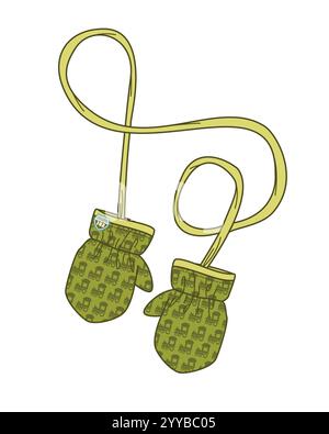 knitted mittens gloves technical drawing vector template Stock Vector ...