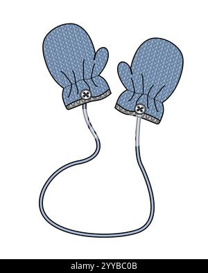 knitted mittens gloves technical drawing vector template Stock Vector ...
