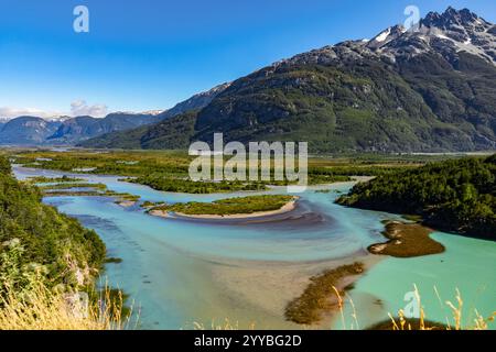 Landscape of river Murta valley with beautiful mountains view ...