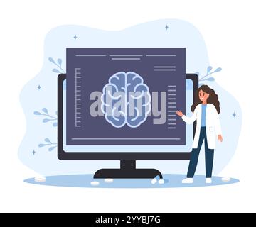 Neurosurgeon concept. Female doctor study brain diseases. Neurological ...