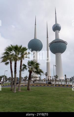 Kuwait Towers and Dasman Beach in Kuwait City. Construction also know ...