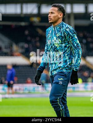 Swansea, UK. 21 December, 2024. Ellis Mee of Scarlets celebrates after ...