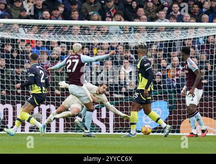 Aston Villa's Morgan Rogers scores their side's first goal of the game ...