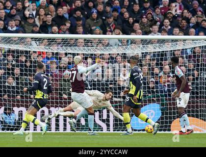 Aston Villa's Morgan Rogers scores their side's first goal of the game ...