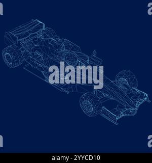 Wireframe of a F1 race car. Formula 1 Vector blueprint isolated on a ...