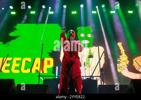 JJ O'Dochartaigh (DJ Provai) of Kneecap performing on the West Holts ...