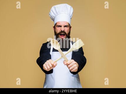 Chef hat and wooden kitchenware food abstract on white boards Stock ...
