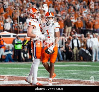Clemson tight end Jake Briningstool runs a drill at the NFL football scouting combine in ...