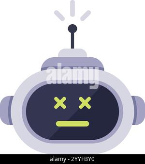 Robot showing warning alert sign on screen and flashing antenna ...