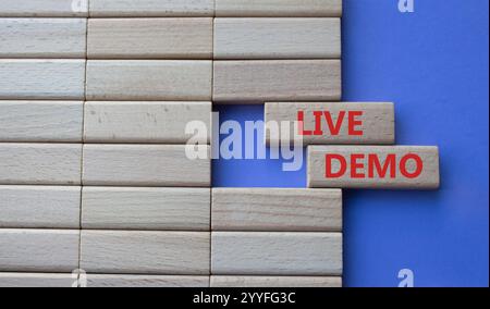 Demo symbol. Concept word Demo on beautiful wooden blocks. Beautiful ...