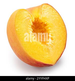 Ripe juicy peach half or peach cross section with stone isolated on ...