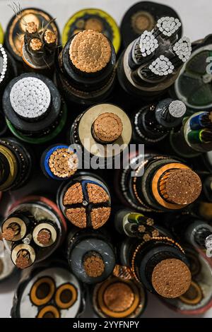 Large copper and aluminum power cable in section closeup Stock Photo ...