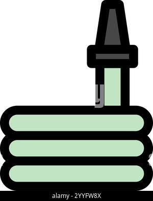 Water hose icon flat. Black pictogram on grey background. Vector ...