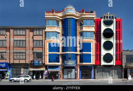 El Alto, Bolivia- August 2, 2016: Colorful neo-Andean style building ...