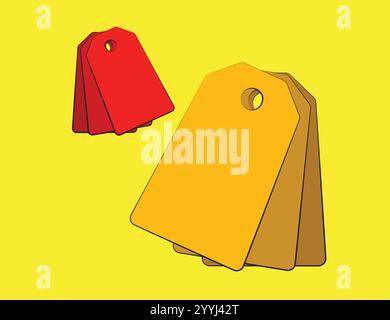 Red and yellow blank price tags on yellow background Stock Vector Image ...