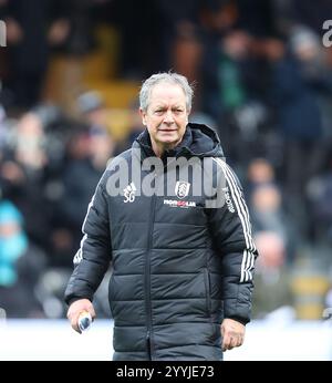 Fulham assistant manager Stuart Gray, who retires today, during the Fulham FC v Manchester City ...