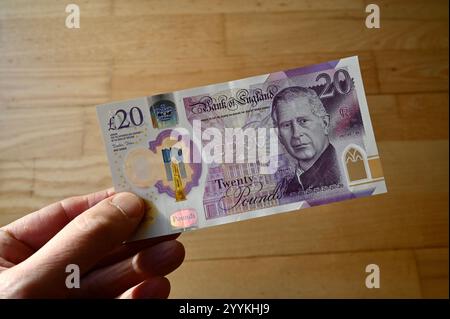 King Charles III, Polymer Twenty Pound Notes Stock Photo - Alamy