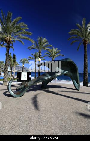 The anchor monument called Asentamiento on the promenade of Albir town ...