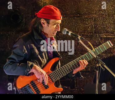 French musician and singer Sacha Gardèr playing a James Trussart ...