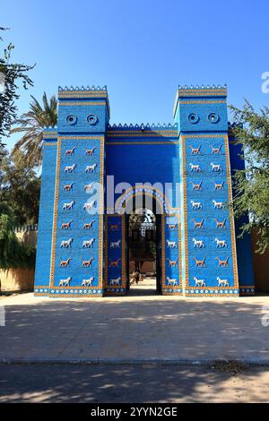 Babylon in Iraq - November 13 2024: the replica of the blue Ishtar gate ...