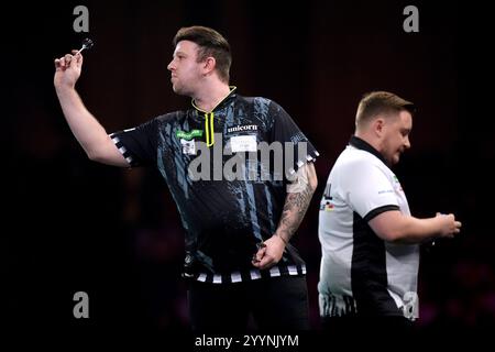 Callan Rydz throws during his match with Robert Owen during day ...