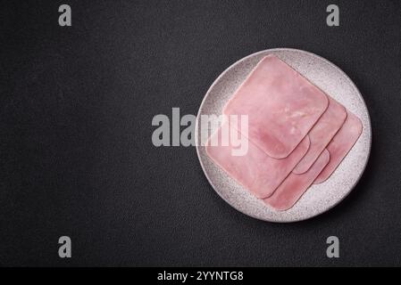 Ham cut into square slices for making delicious nutritious sandwiches ...